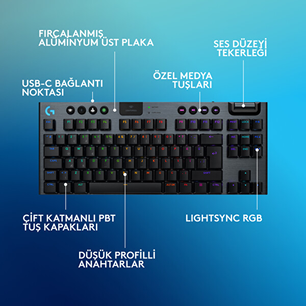 Logitech G G915 X Lightspeed TKL Kablosuz Siyah Oyuncu Klavyesi US ...