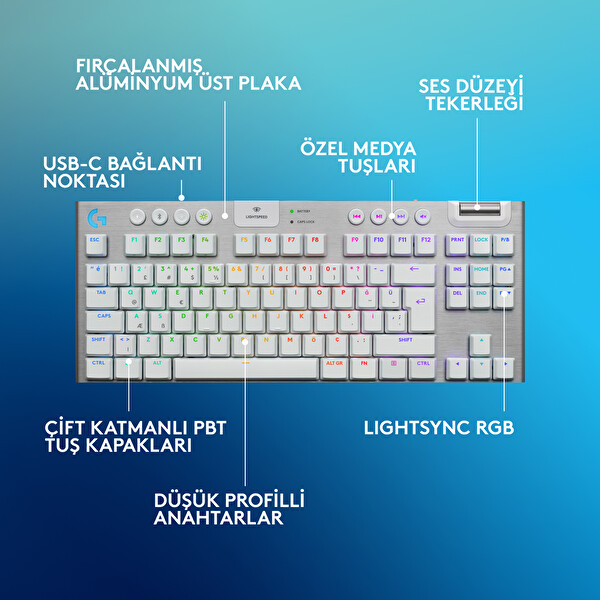 Logitech G G915 X Lightspeed TKL Kablosuz Beyaz Oyuncu Klavyesi US ...