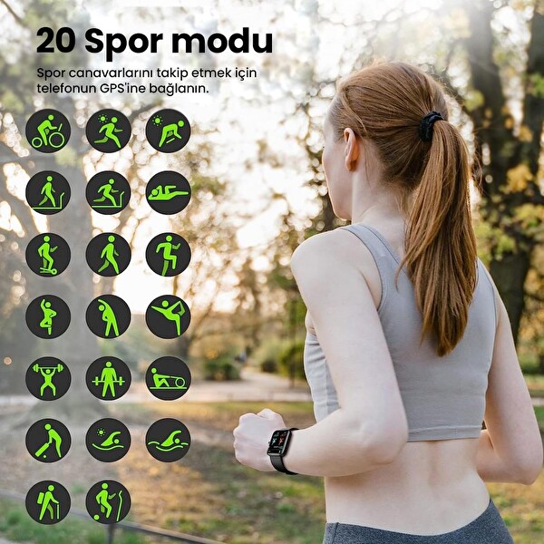 TOZO S2 Mini 40 MM Su Geçirmez Fitness Oksijen ve Nabız Ölçebilen Siyah ...