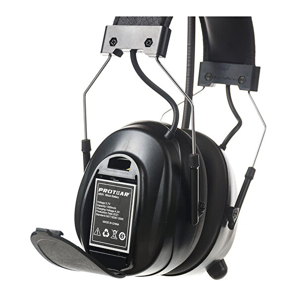 Protear Bluetooth AM FM Radyo 25 dB İşitme Koruma Siyah Kulak Üstü ...