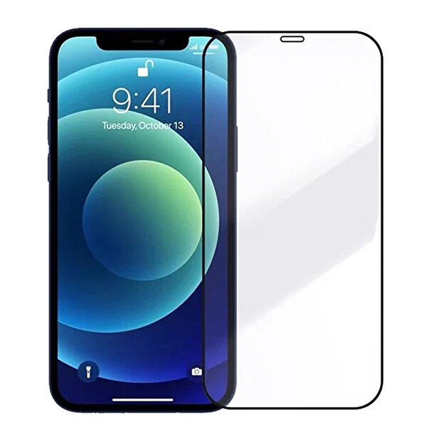 Teleplus iPhone 12 Pro Max 5d Kenarı Kırılmaya Dayanıklı Tam Kapatan Cam Siyah + Kamera Koruyucu