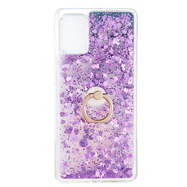 Teleplus Samsung Galaxy A72 Milce Sulu Yüzüklü Silikon Mor Kılıf