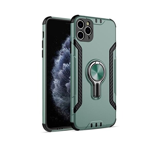 Teleplus iPhone 11 Pro Max Coco Standlı Yüzüklü Tank Kapak Yeşil Kılıf + Nano Ekran Koruyucu Teleplus iPhone 11 Pro Max Coco Standlı Yüzüklü Tank Kapak Yeşil Kılıf + Nano Ekran Koruyucu