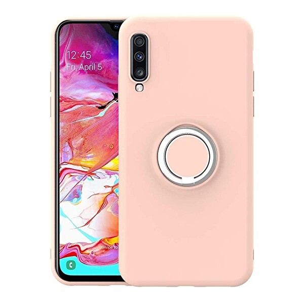 Teleplus Samsung Galaxy A50 Kılıf Lüks Tpu Mat Yüzüklü Silikon Pembe