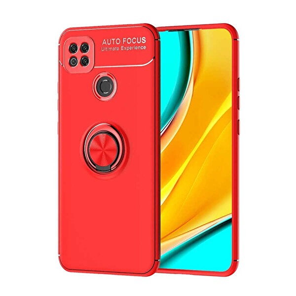 Teleplus Xiaomi Redmi 9c Kılıf Ravel Yüzüklü Silikon Kırmızı