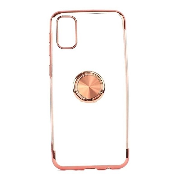 Teleplus Oppo A72 Kılıf Lüks Lazer Yüzüklü Silikon Rose Gold + Nano Ekran Koruyucu