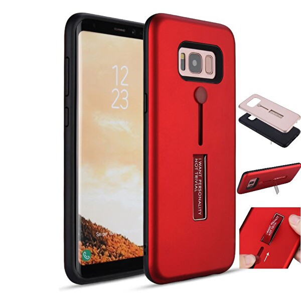 Teleplus Samsung Galaxy S8 Plus Çift Katmanlı Ipli Kapak Kırmızı