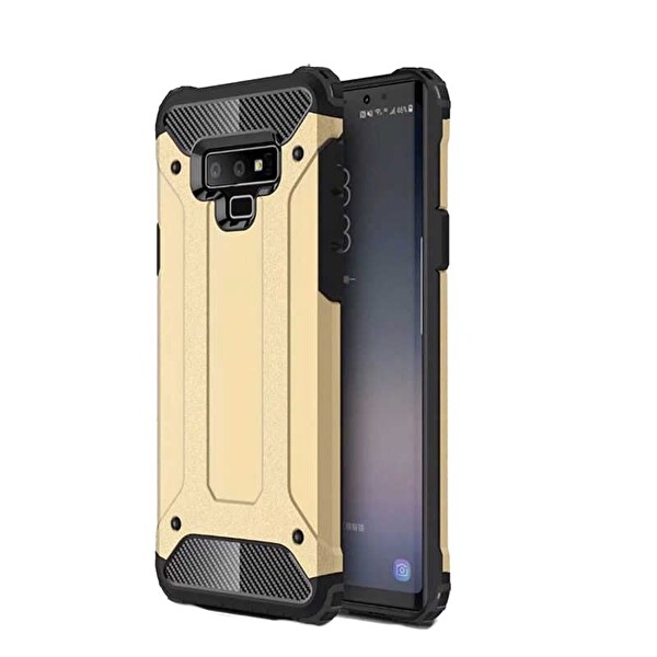 Teleplus Samsung Galaxy Note 9 Çift Katmanlı Tank Kapaklı Gold Telefon Kılıfı