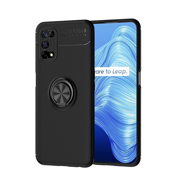 Teleplus Oppo Reno4 Kılıf Ravel Yüzüklü Silikon Siyah