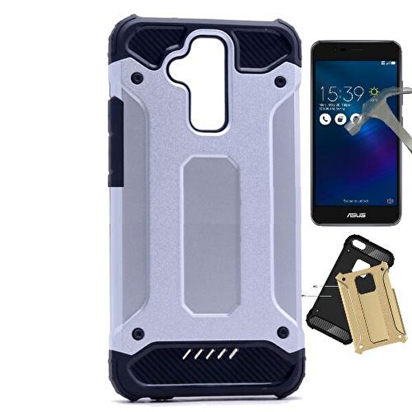 Teleplus Asus Zenfone 3 Max Zc520tl Çift Katmanlı Tank Kapak Kılıf Gümüş + Cam Ekran Koruyucu Teleplus Asus Zenfone 3 Max Zc520tl Çift Katmanlı Tank Kapak Kılıf Gümüş + Cam Ekran Koruyucu