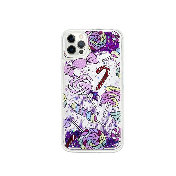 Teleplus iPhone 13 Pro Kılıf Sulu Desenli Silikon Mor