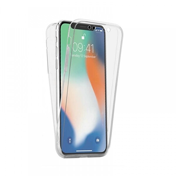Teleplus iPhone 12 Ön Arka 360 Silikon Şeffaf Kılıf