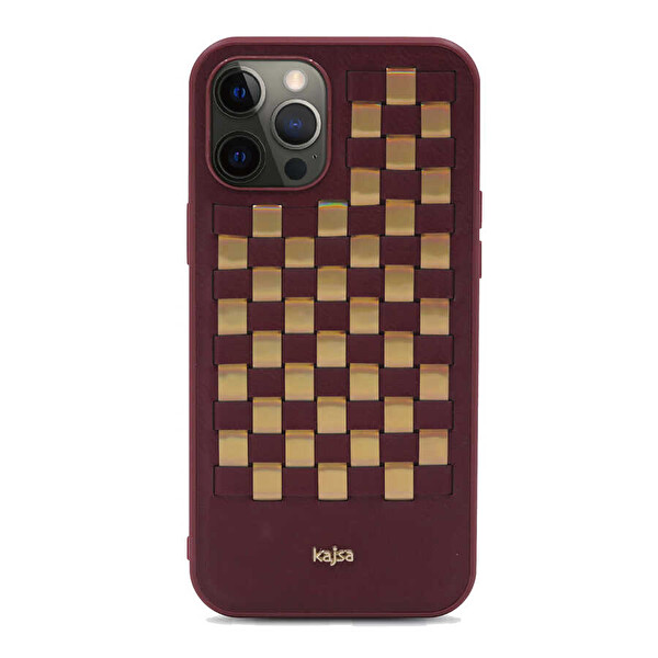 Teleplus iPhone 12 Pro Max Kılıf Kajsa Preppie Serisi Spotlight Woven Hasır Örgü Desen Kapak Bordo Teleplus iPhone 12 Pro Max Kılıf Kajsa Preppie Serisi Spotlight Woven Hasır Örgü Desen Kapak Bordo