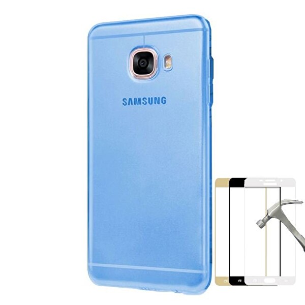 Teleplus Samsung Galaxy C5 Ince Silikon Mavi Kılıf + Ekran Koruyucu Teleplus Samsung Galaxy C5 Ince Silikon Mavi Kılıf + Ekran Koruyucu