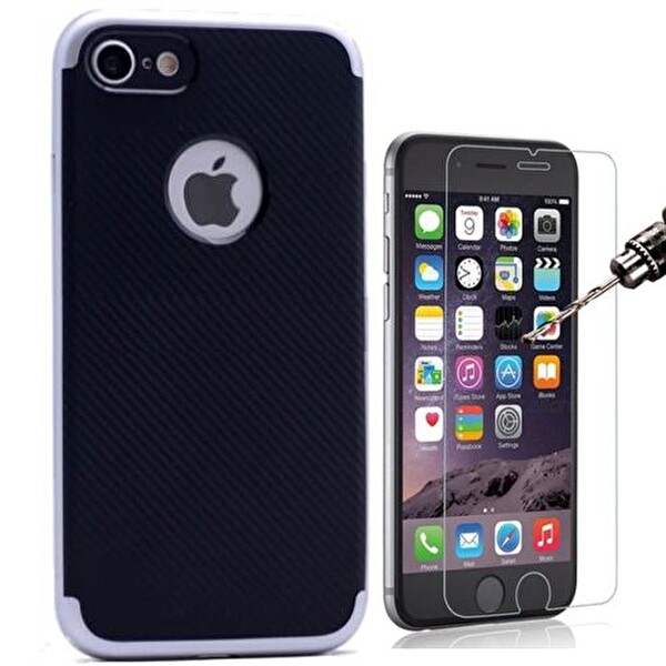 Teleplus iPhone 7 Plus Değişebilen Extra Korumalı Silikon Kılıf Gümüş + Cam Ekran Koruyucu Teleplus iPhone 7 Plus Değişebilen Extra Korumalı Silikon Kılıf Gümüş + Cam Ekran Koruyucu