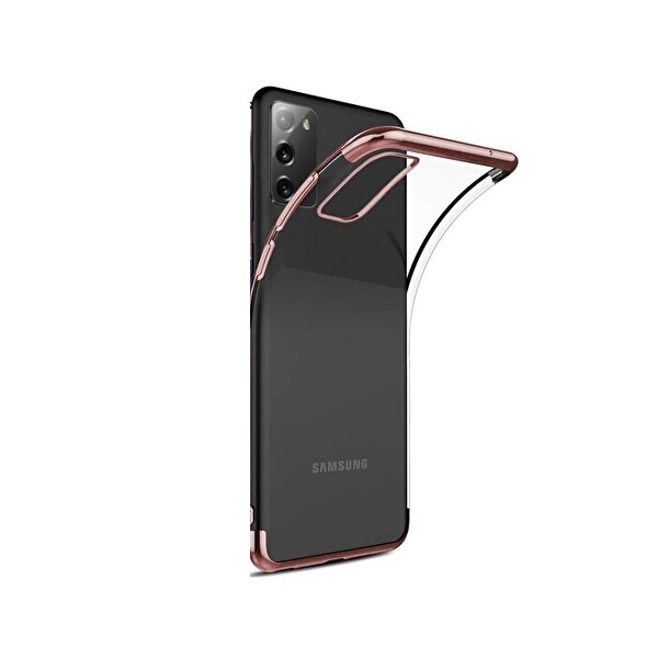 Teleplus Samsung Galaxy S20 FE Kılıf Lüks Köşeli Lazer Silikon Rose Gold