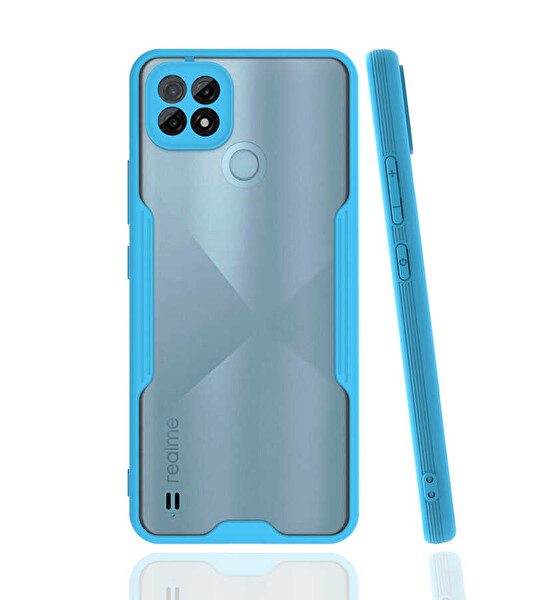 Teleplus Realme C21 Kamera Korumalı Parfe Silikon Mavi Kılıf