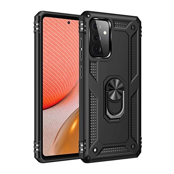 Teleplus Samsung Galaxy A52s 5g Vega Yüzüklü Tank Silikon Siyah Kılıf