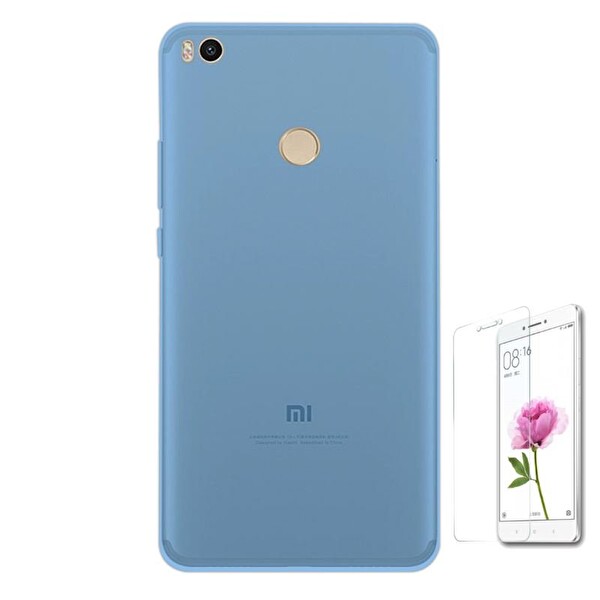 Teleplus Xiaomi Mi Max 2 Ince Silikon Mavi Kılıf + Cam Ekran Koruyucu