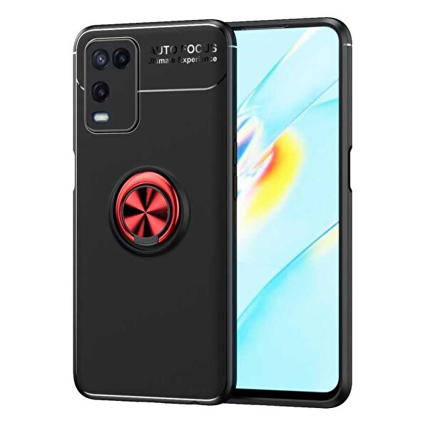 Teleplus Oppo A54 Kılıf Ravel Kamera Korumalı Yüzüklü Silikon Bordo