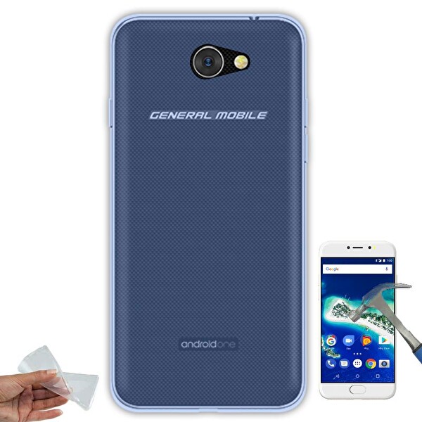Teleplus General Mobile GM 6 İnce Silikon Mavi Kılıf + Cam Ekran Koruyucu Teleplus General Mobile GM 6 İnce Silikon Mavi Kılıf + Cam Ekran Koruyucu