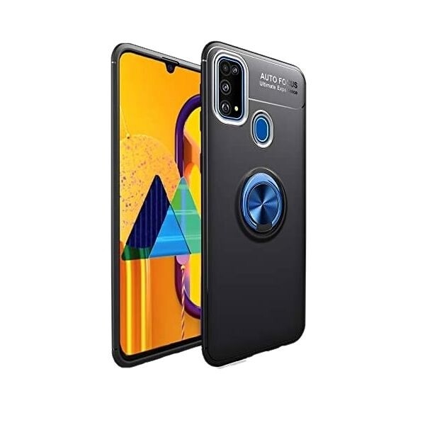 Teleplus Samsung Galaxy M31 Kılıf Ravel Yüzüklü Standlı Silikon Mavi