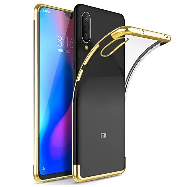 Teleplus Xiaomi Mi9 Kılıf Lüks Lazer Silikon Gold
