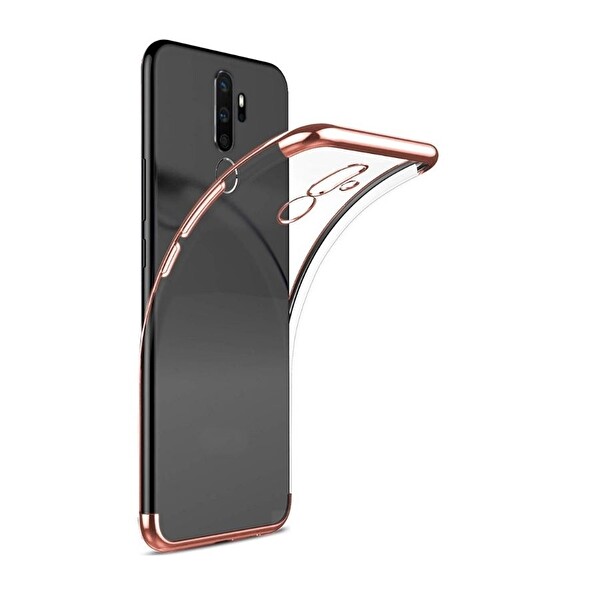 Teleplus Oppo A5 2020 Lazer Silikon Rose Gold Kılıf + Nano Glass Ekran Koruyucu