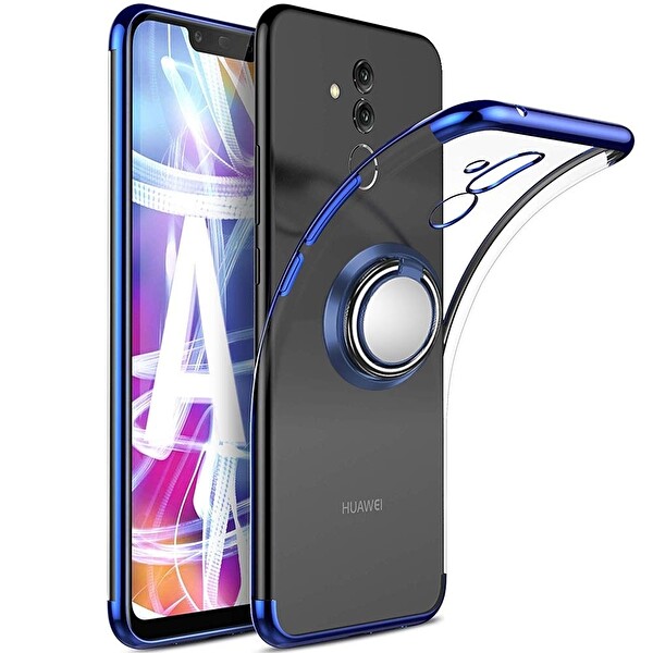 Teleplus Huawei Mate 20 Lite Lazer Yüzüklü Silikon Kılıf Mavi
