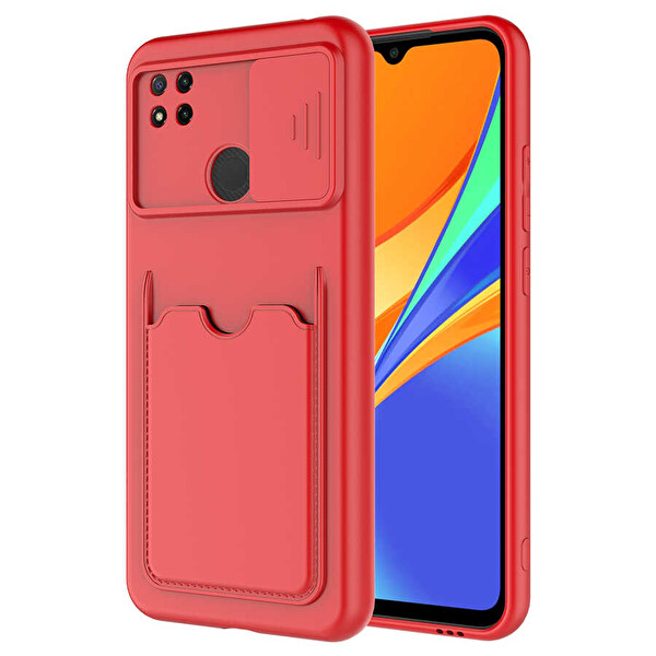 Teleplus Xiaomi Redmi 9C Kamera Korumalı Kartlıklı Ofix Silikon Kırmızı Kılıf Teleplus Xiaomi Redmi 9C Kamera Korumalı Kartlıklı Ofix Silikon Kırmızı Kılıf