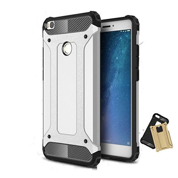 Teleplus Xiaomi Mi Max 2 Çift Katmanlı Tank Kapak Gri Kılıf