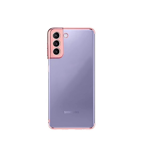 Teleplus Samsung Galaxy S21 5G Kamera Korumalı Lazer Silikon Rose Gold Kılıf