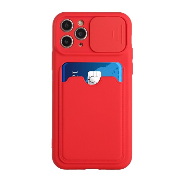Teleplus iPhone 11 Pro Kılıf Kamera Korumalı Kartlıklı Ofix Silikon Kırmızı Teleplus iPhone 11 Pro Kılıf Kamera Korumalı Kartlıklı Ofix Silikon Kırmızı