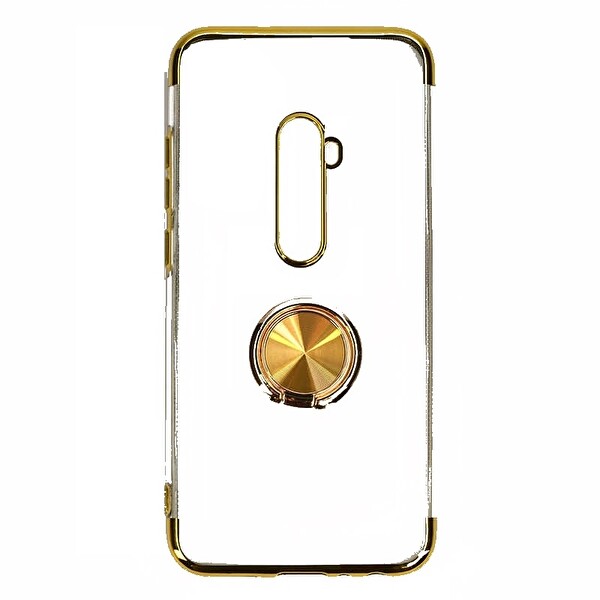 Teleplus Oppo Reno 2Z Lüks Lazer Yüzüklü Silikon Gold Kılıf