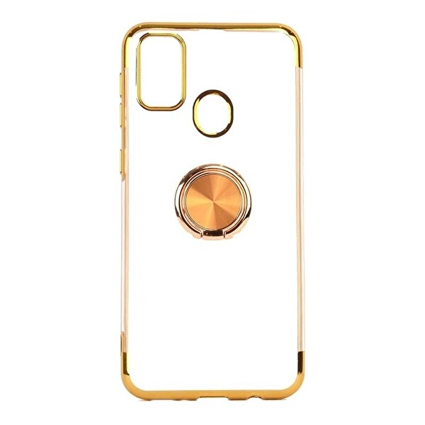 Teleplus Samsung Galaxy M31 Lüks Lazer Yüzüklü Silikon Gold Kılıf