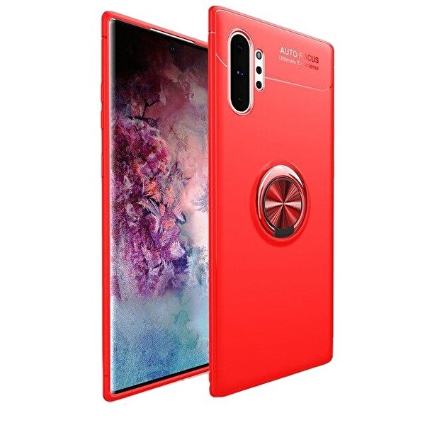 Teleplus Samsung Galaxy Note 10 Plus Ravel Yüzüklü Silikon Kırmızı Telefon Kılıfı