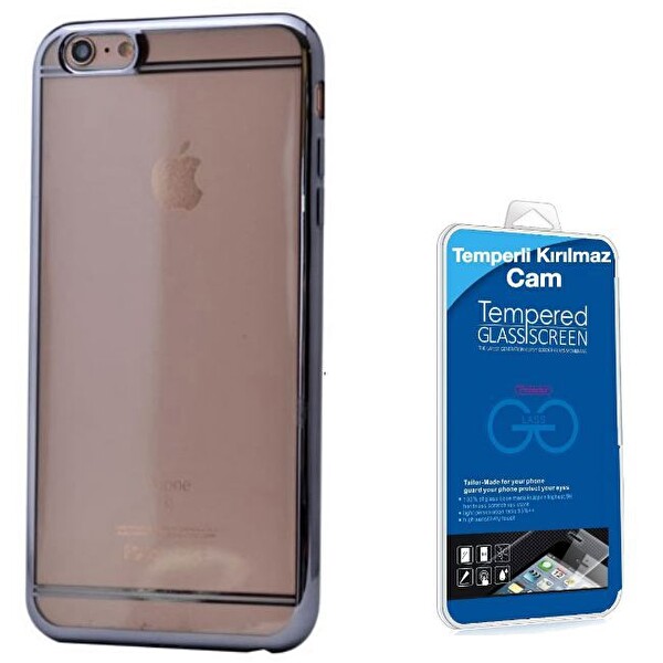 Teleplus iPhone 6S Lazer Silikon Kılıf Mavi + Cam Ekran Koruyucu