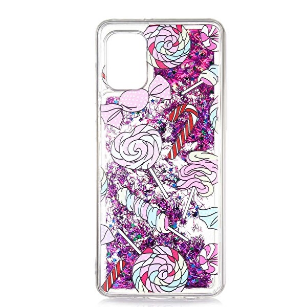 Teleplus Samsung Galaxy A51 Sulu Desenli Silikon Mor Kılıf