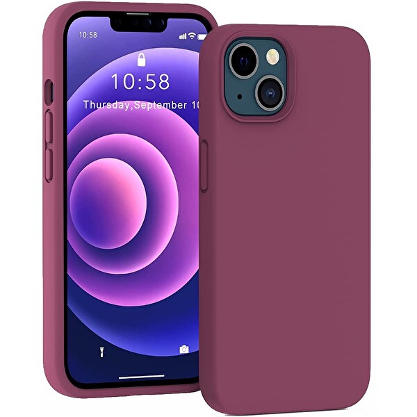 Teleplus iPhone 13 Kılıf Liquid Lansman Mara Silikon Bordo