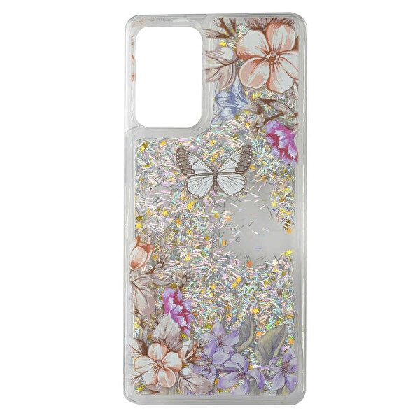 Teleplus Samsung Galaxy A52 Sulu Desenli Marshmelo Silikon Gold Kılıf