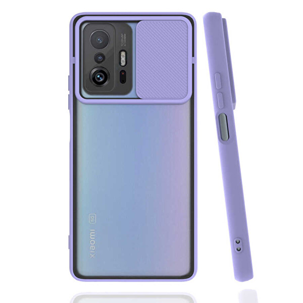 Teleplus Xiaomi 11T Pro Kamera Korumalı Lensi Silikon Mor Kılıf