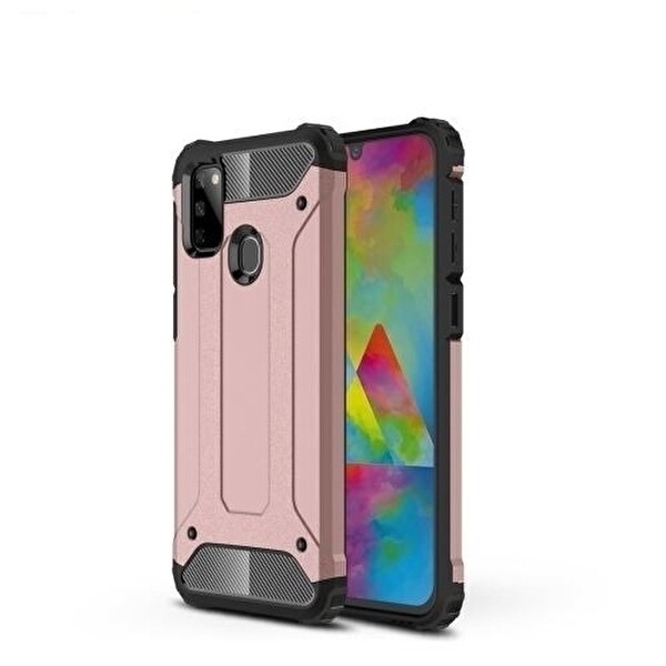 Teleplus Samsung Galaxy M31 Çift Katmanlı Tank Kapak Rose Gold Kılıf + Nano Ekran Koruyucu + Kartlık