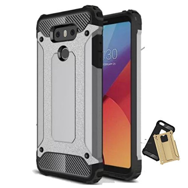 Teleplus Lg G6 Çift Katmanlı Tank Kapak Gri Kılıf