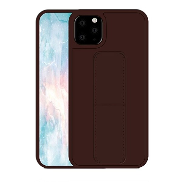 Teleplus iPhone 11 Pro Kılıf El Standlı Silikon Bordo
