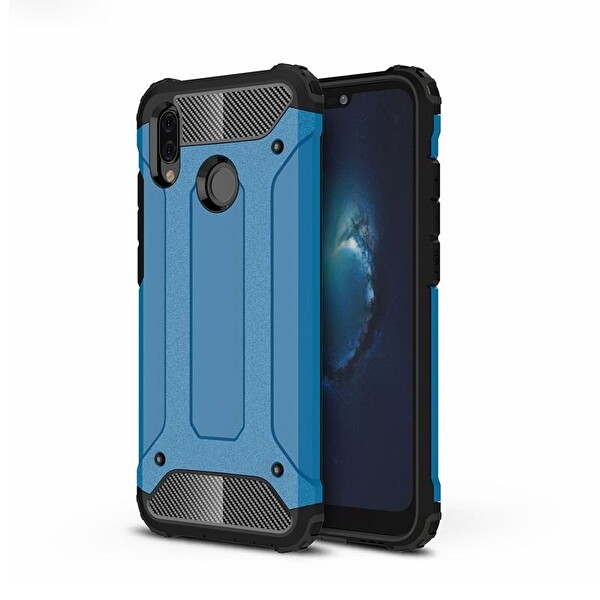 Teleplus Huawei P20 Lite Çift Katmanlı Tank Kapak Mavi Kılıf Teleplus Huawei P20 Lite Çift Katmanlı Tank Kapak Mavi Kılıf