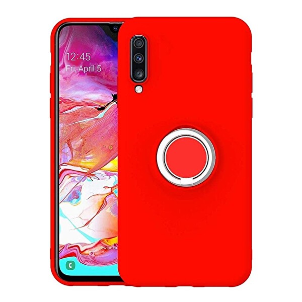 Teleplus Samsung Galaxy A50 Kılıf Lüks Tpu Mat Yüzüklü Silikon Kırmızı