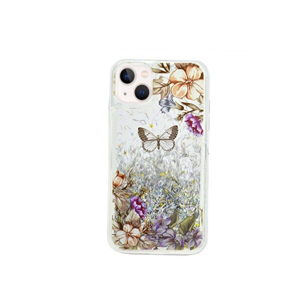 Teleplus iPhone 13 Sulu Desenli Silikon Gold Kılıf