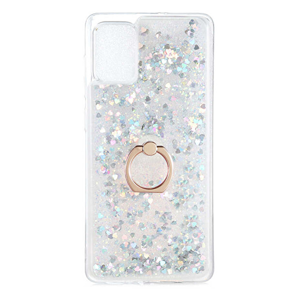 Teleplus Samsung Galaxy A52 Milce Sulu Yüzüklü Silikon Gümüş Kılıf