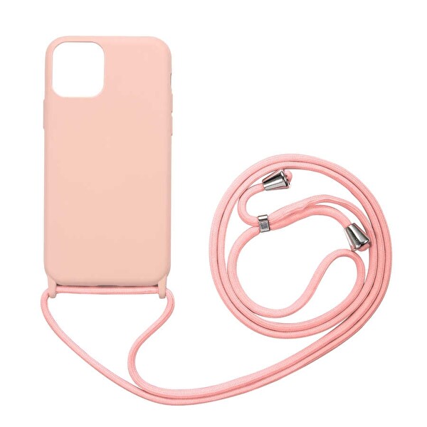 Teleplus iPhone 11 Kılıf Ropi Askılı Lsr Silikon Pembe