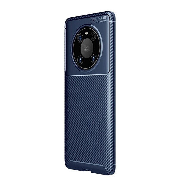Teleplus Huawei Mate 40 Pro Kılıf Karbon Dokulu Negro Silikon Lacivert